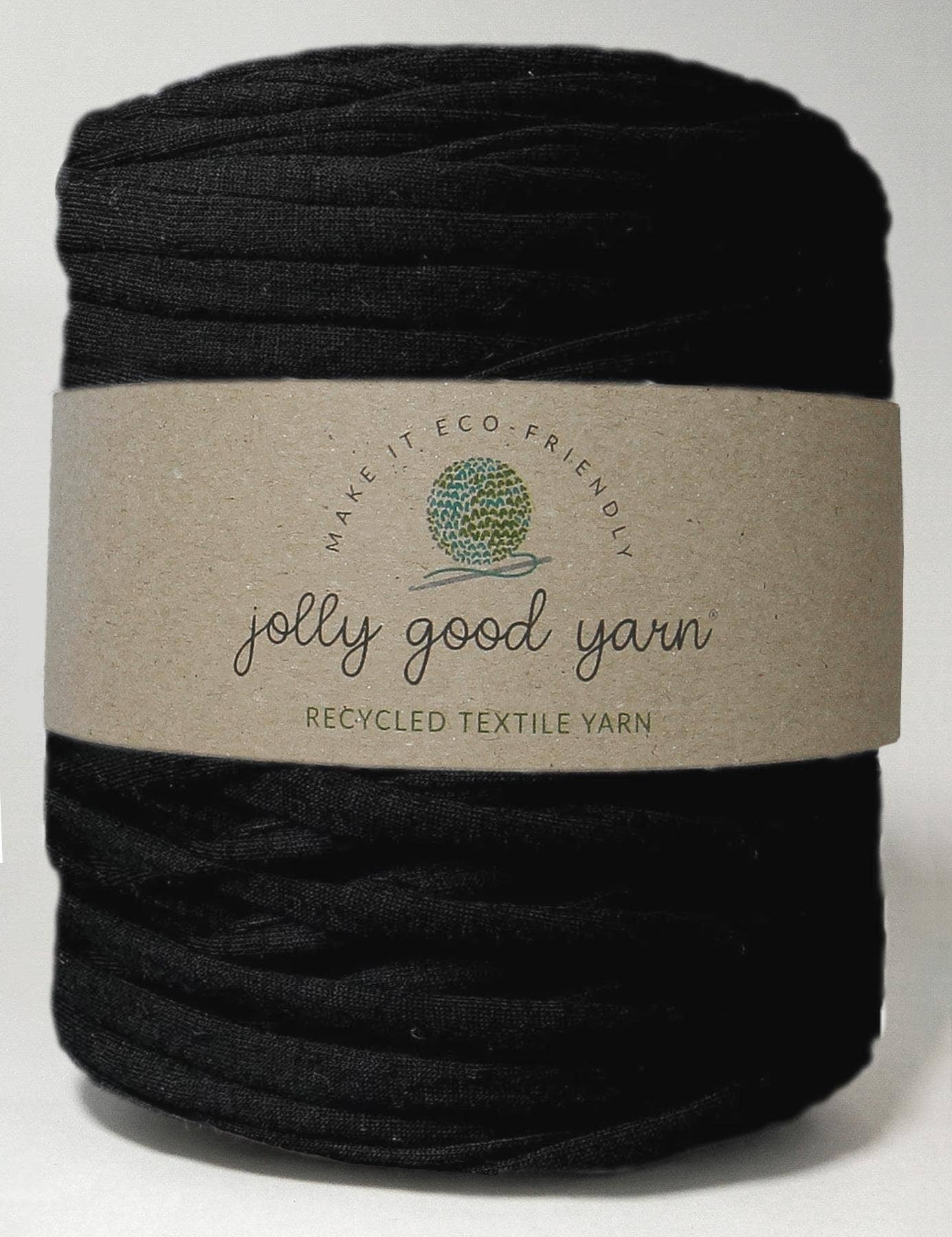Black t-shirt yarn by Jolly Good Yarn (100-120m) | Merry Pin